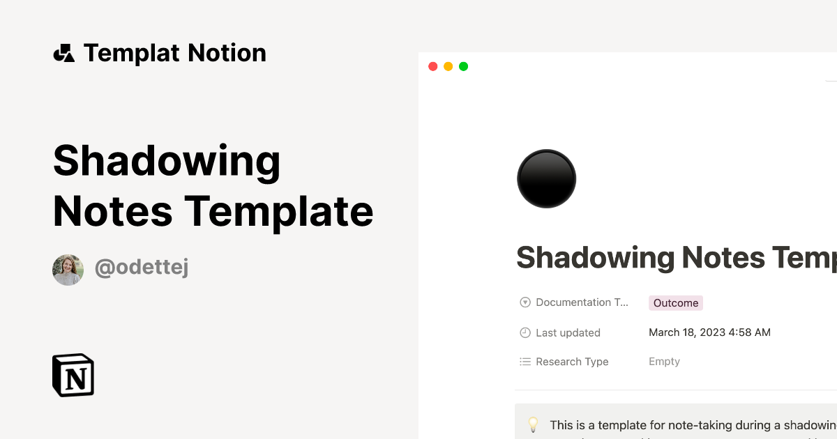 Templat Shadowing Notes Template | Notion Marketplace