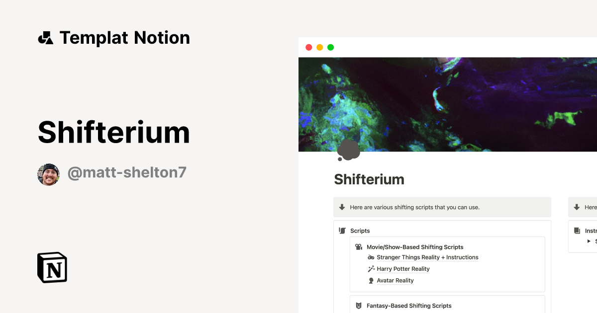 Shifterium Templat oleh Matt Shelton | Notion Marketplace