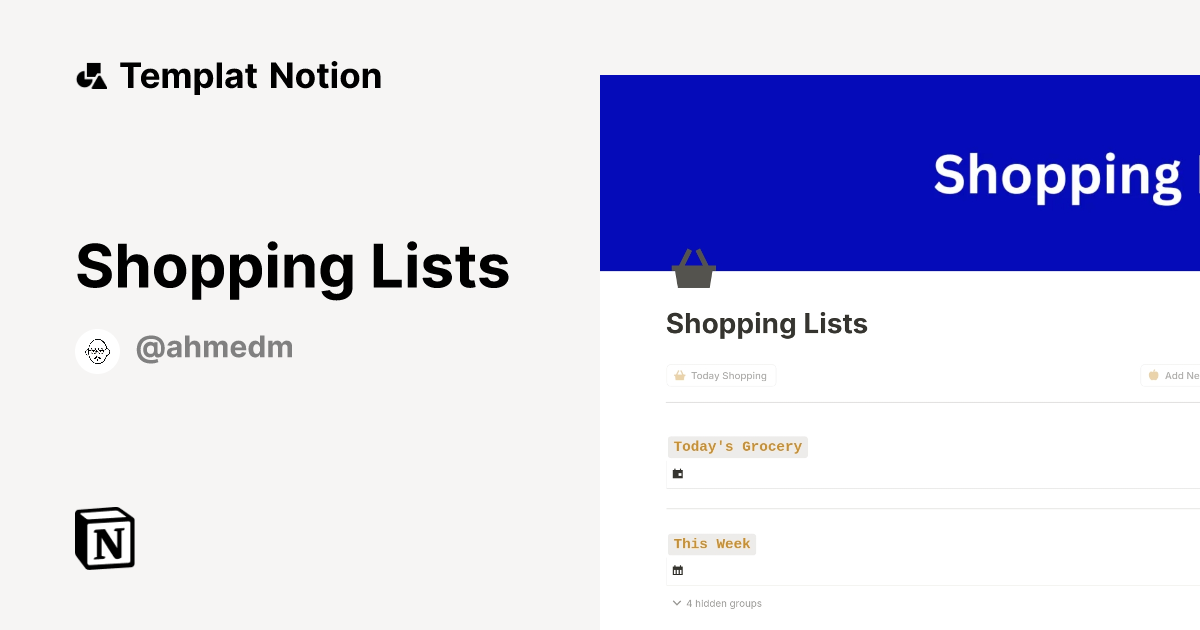 Shopping Lists Templat oleh Ahmed M | Notion Marketplace