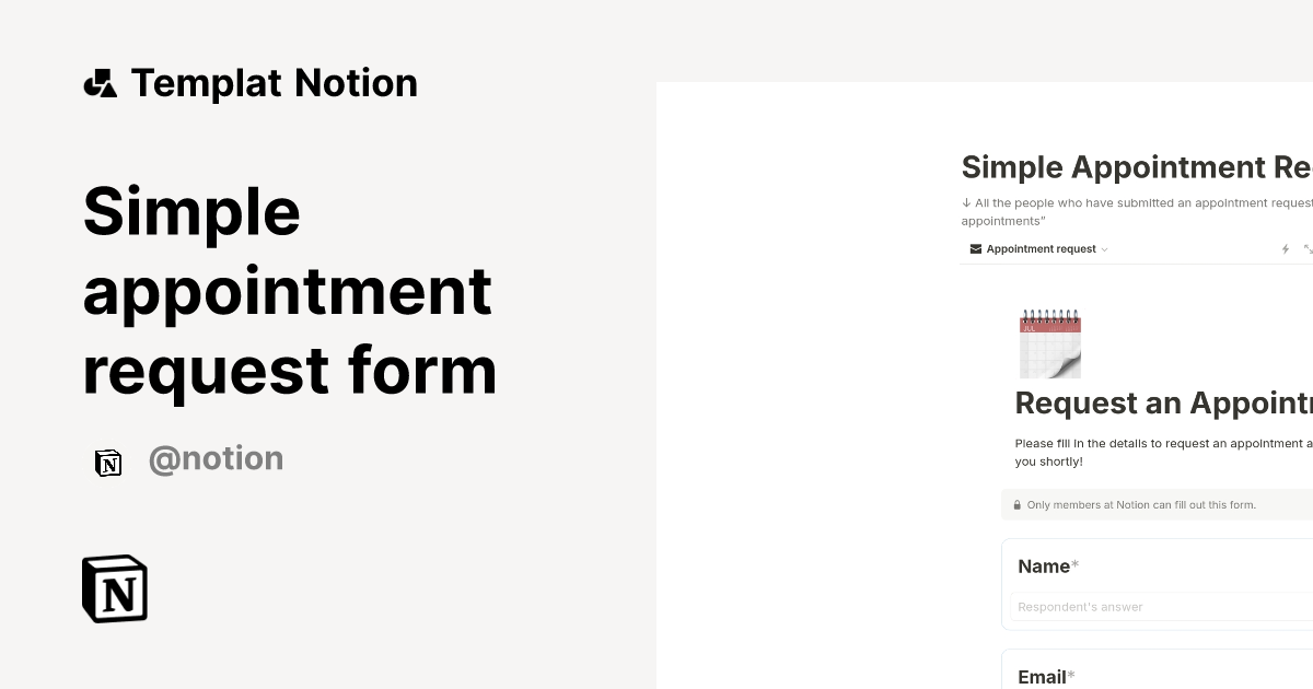 Simple appointment request form Templat oleh Notion | Notion Marketplace