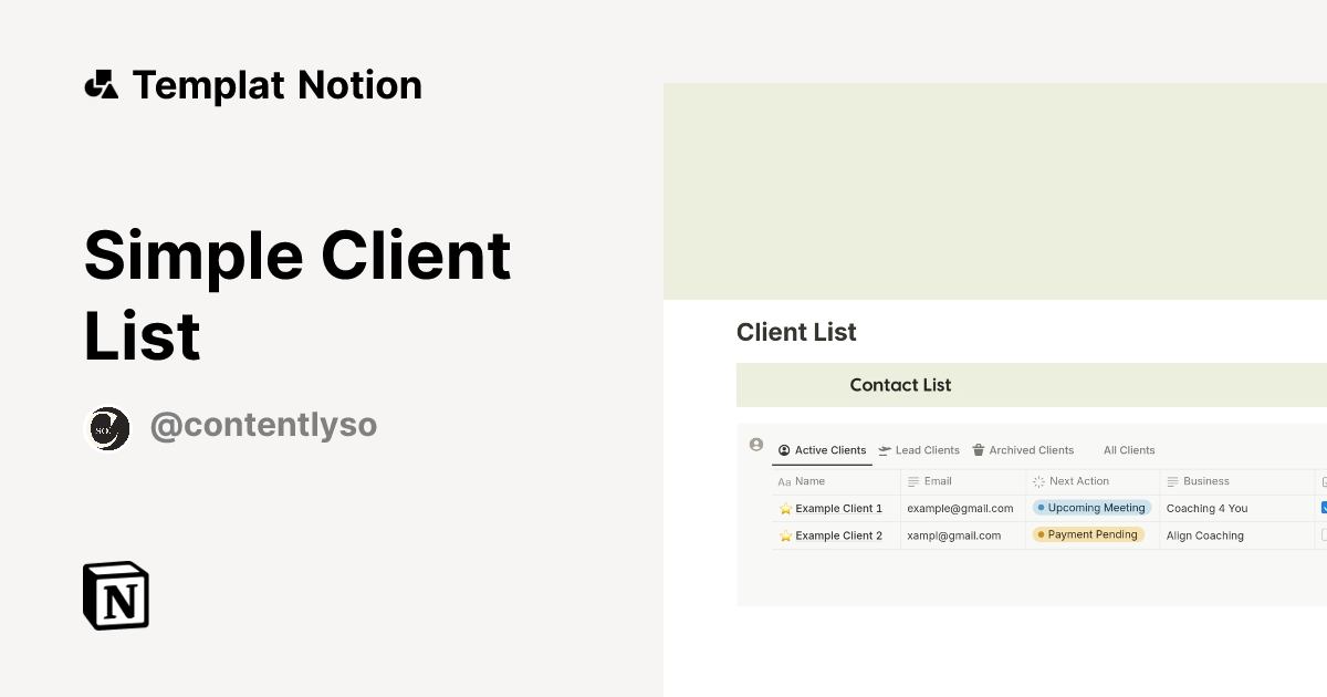 Simple Client List Templat oleh Contently so. | Business Content ...