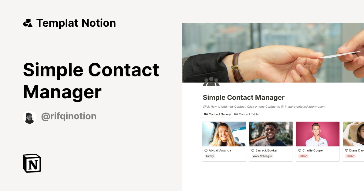 Templat Simple Contact Manager | Notion Marketplace