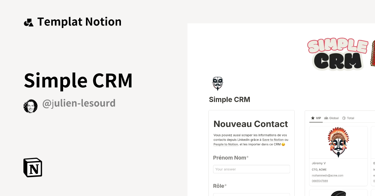 Templat Simple CRM | Notion Marketplace