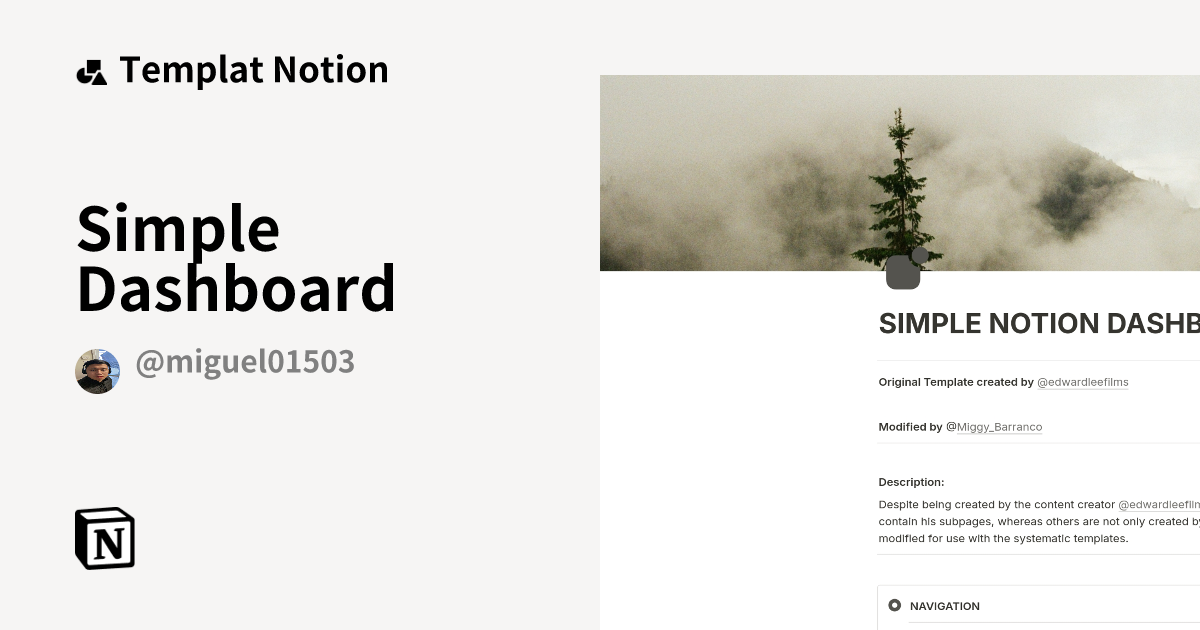 Templat Simple Dashboard | Notion Marketplace