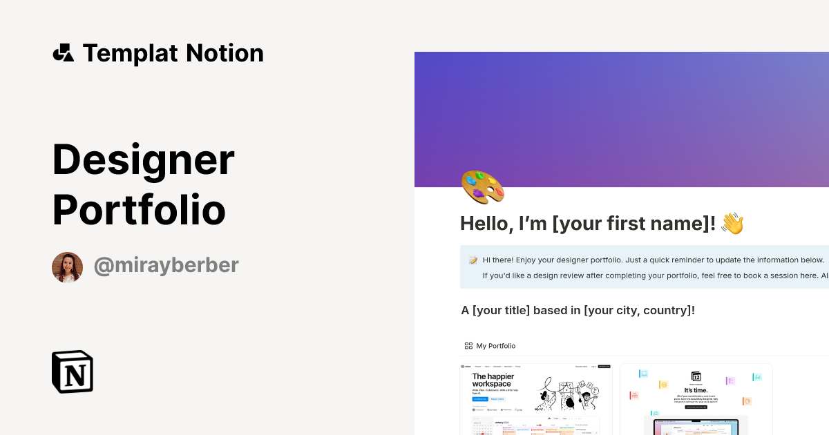 Templat Designer Portfolio | Notion Marketplace