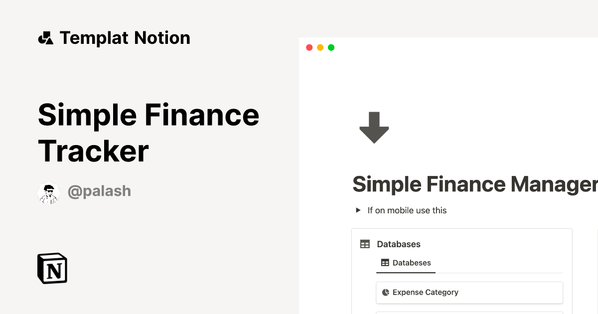 Templat Simple Finance Tracker | Notion Marketplace