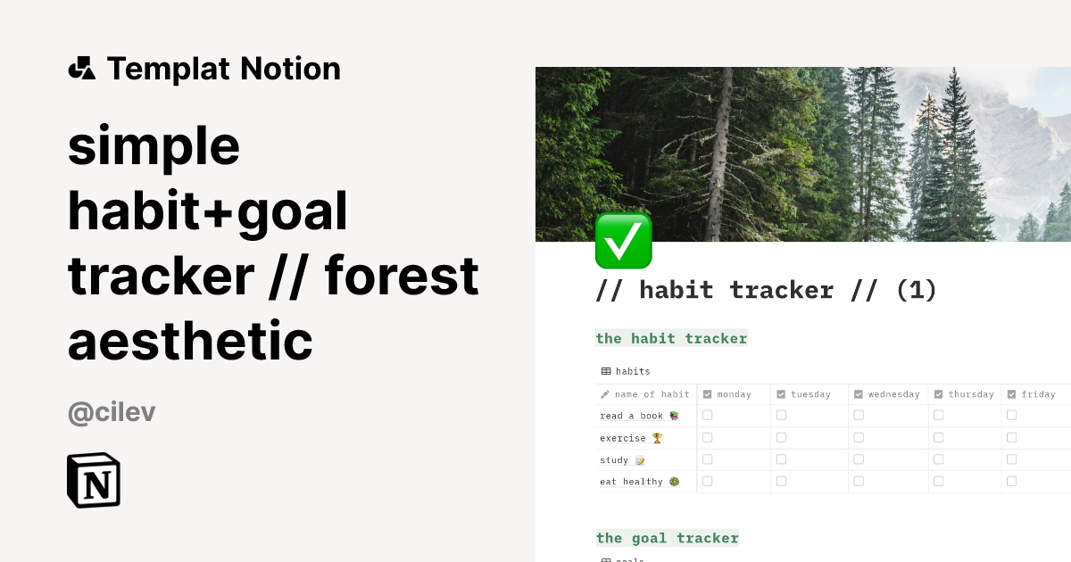 simple habit+goal tracker // forest aesthetic Templat oleh cilev ...