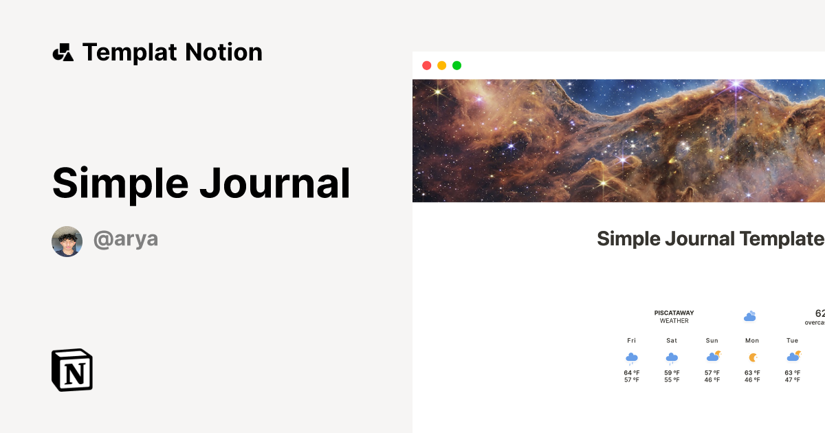 Templat Simple Journal | Notion Marketplace