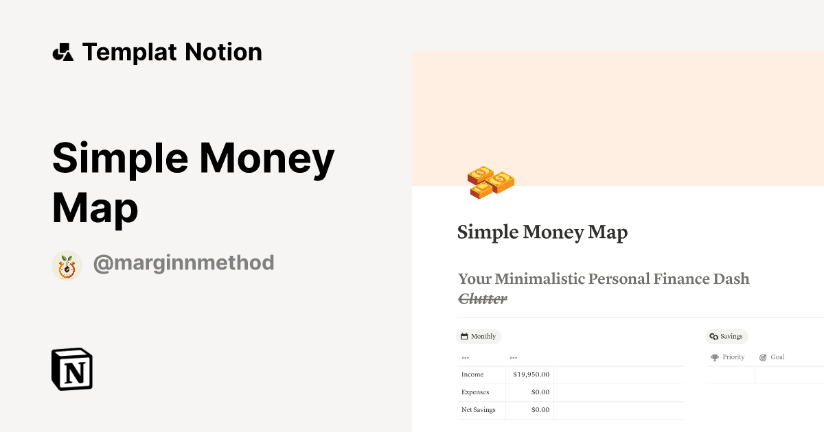 Templat Simple Money Map | Notion Marketplace