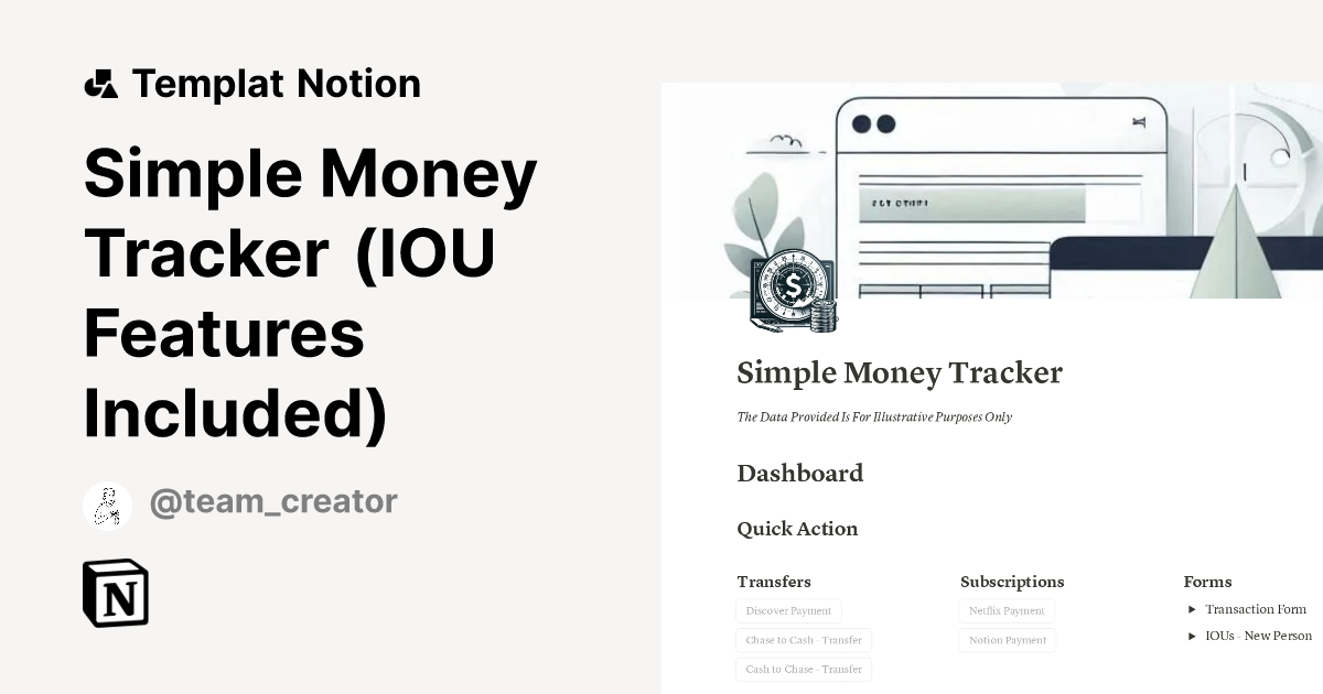 Templat Simple Money Tracker (IOU Features Included) | Notion Marketplace