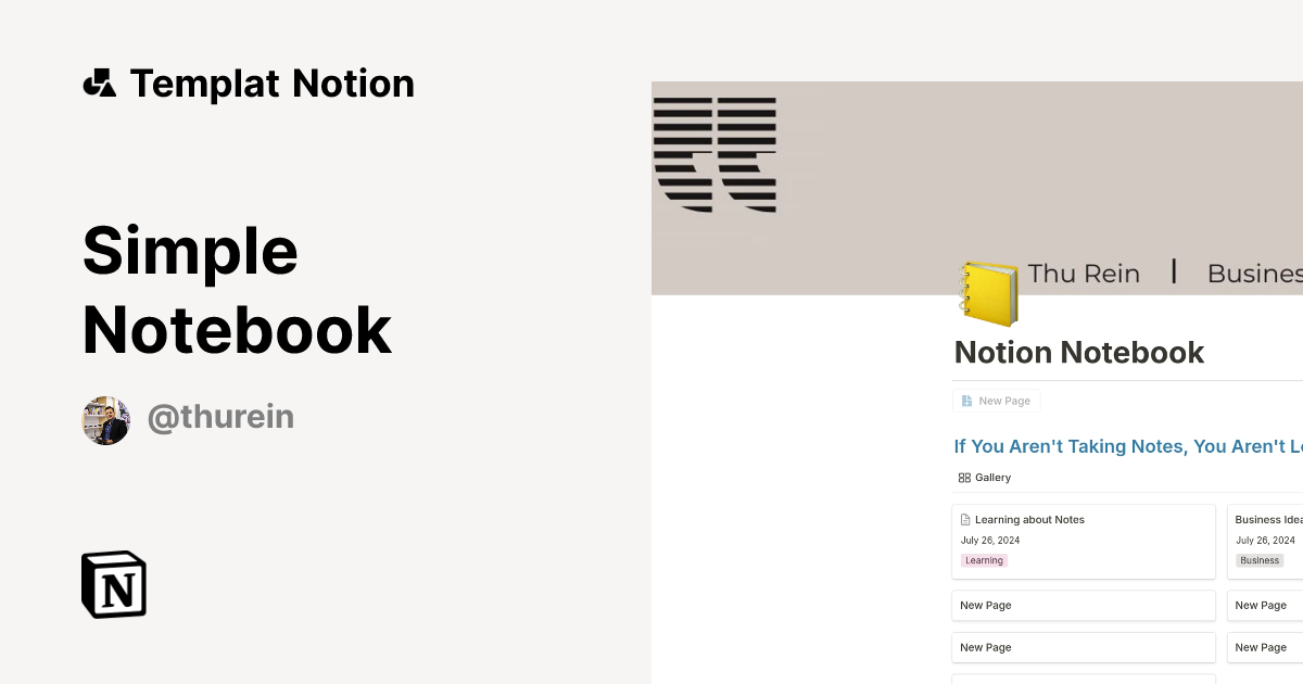 Templat Simple Notebook | Notion Marketplace
