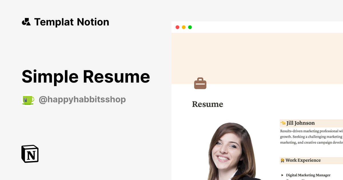 Templat Simple Resume | Notion Marketplace