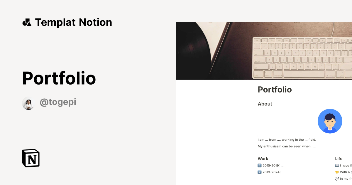 Portfolio Templat oleh TogepiLinhVuu | Notion Marketplace