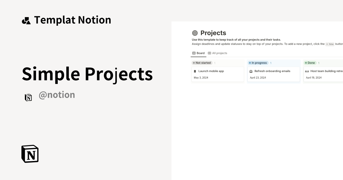 Templat Simple Projects 2025 | Notion Marketplace