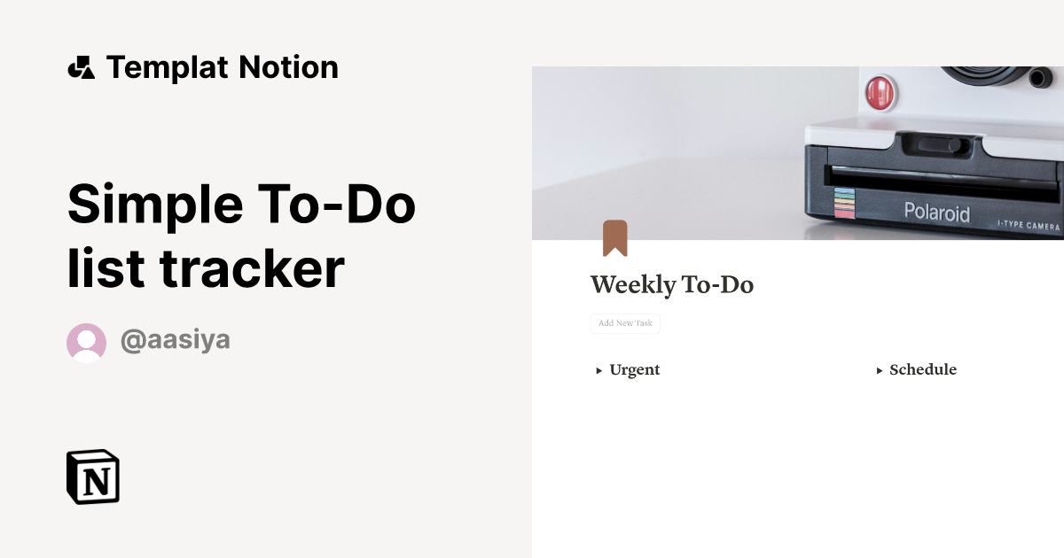 Simple To-Do list tracker Templat oleh Aasiya | Notion Marketplace