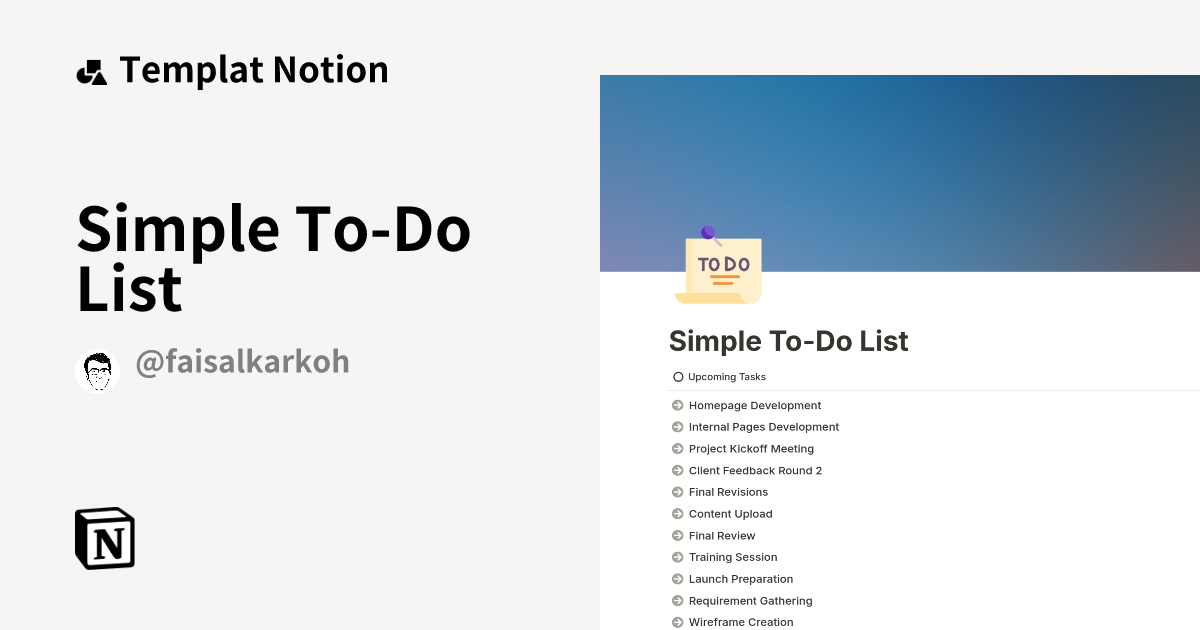 Templat Simple To-Do List | Notion Marketplace