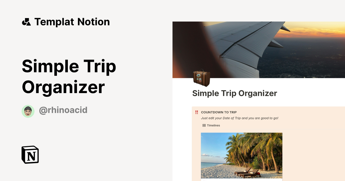 Templat Simple Trip Organizer | Notion Marketplace
