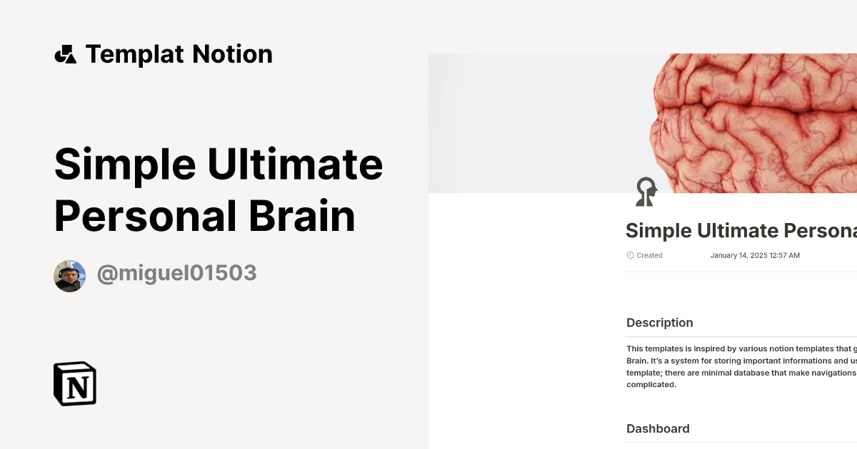Templat Simple Ultimate Personal Brain | Notion Marketplace