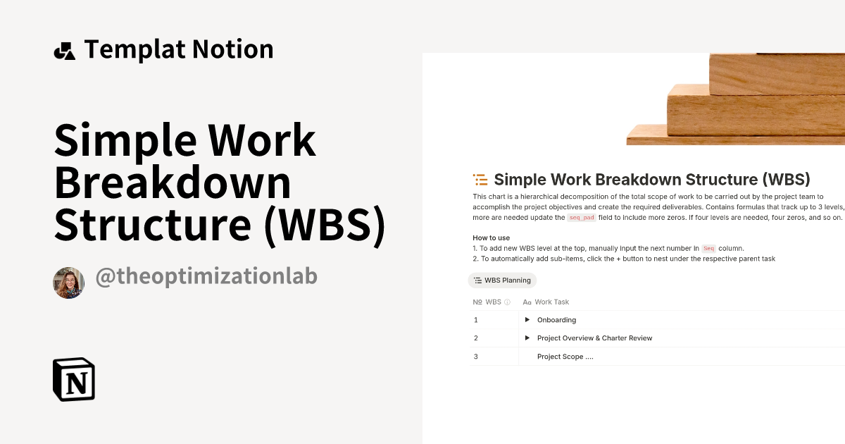 Simple Work Breakdown Structure (WBS) Templat oleh Tera Earlywine | Notion Marketplace