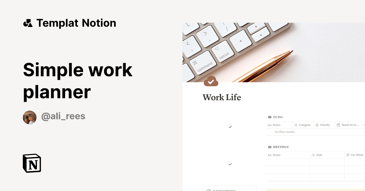 Templat Simple work planner | Notion Marketplace