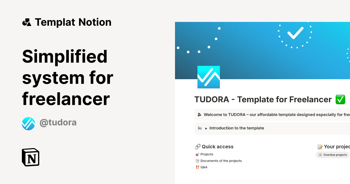 Templat Simplified system for freelancer | Notion Marketplace