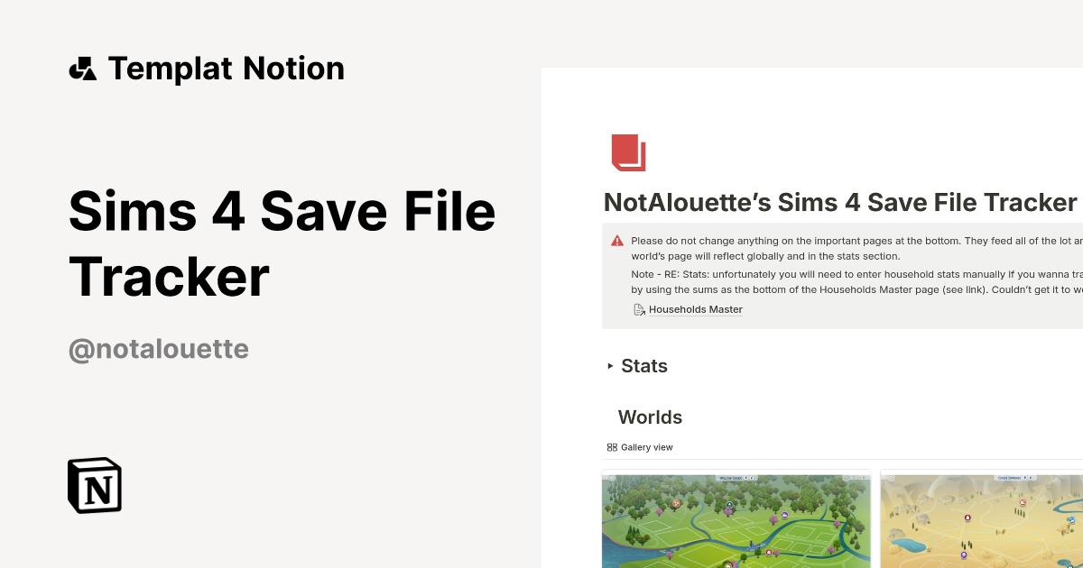 Templat Sims 4 Save File Tracker | Notion Marketplace