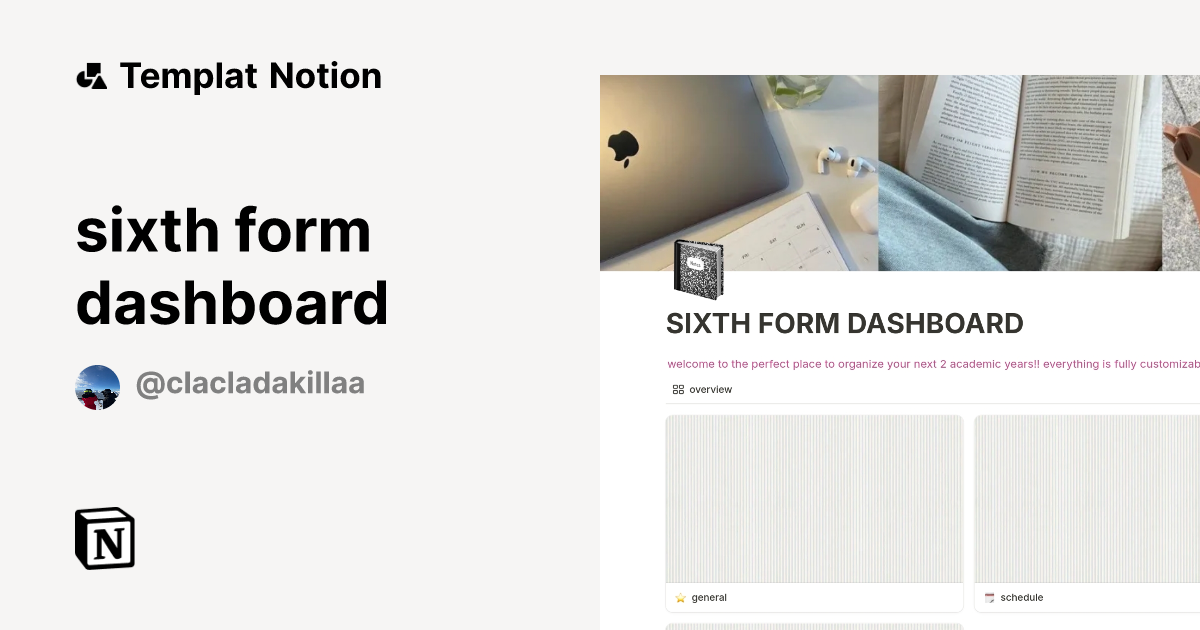 sixth form dashboard Templat oleh cla | Notion Marketplace