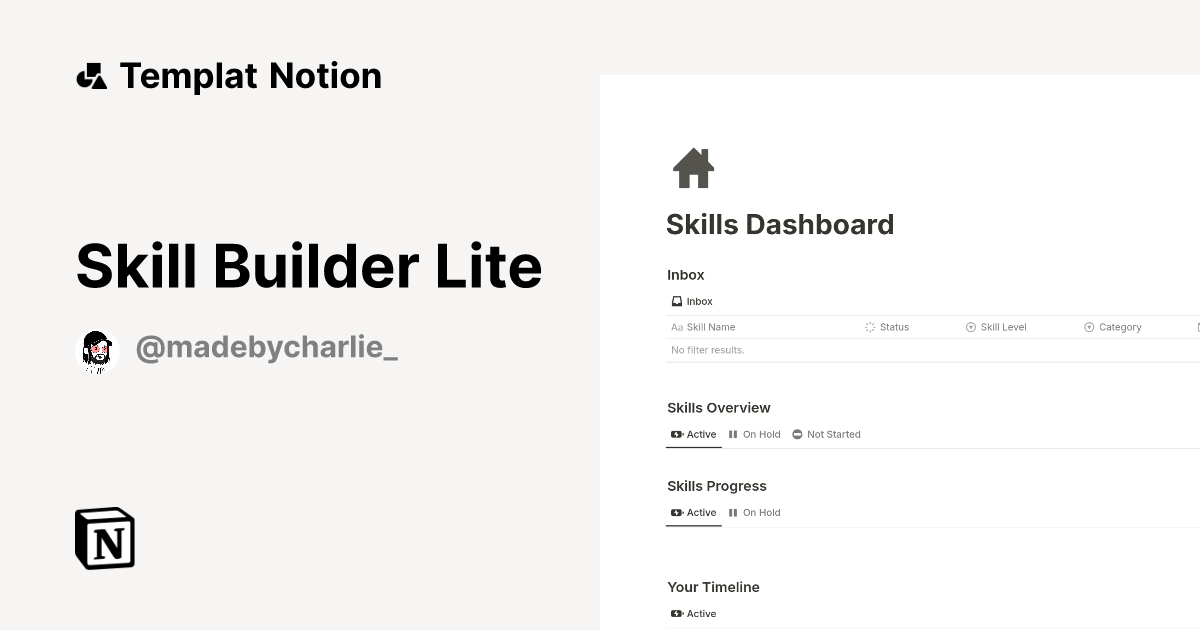 Skill Builder Lite Templat oleh Made By Charlie | Notion Marketplace