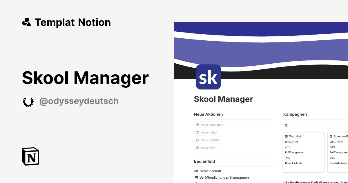 Skool Manager Templat oleh Odyssey | Notion Marketplace