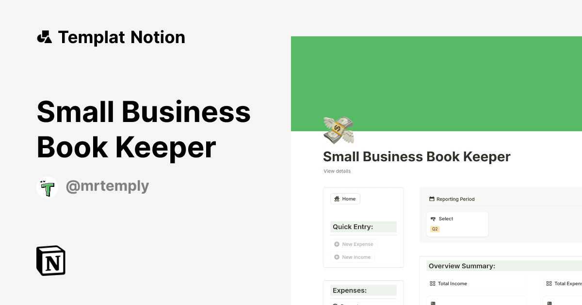 Templat Small Business Book Keeper | Notion Marketplace