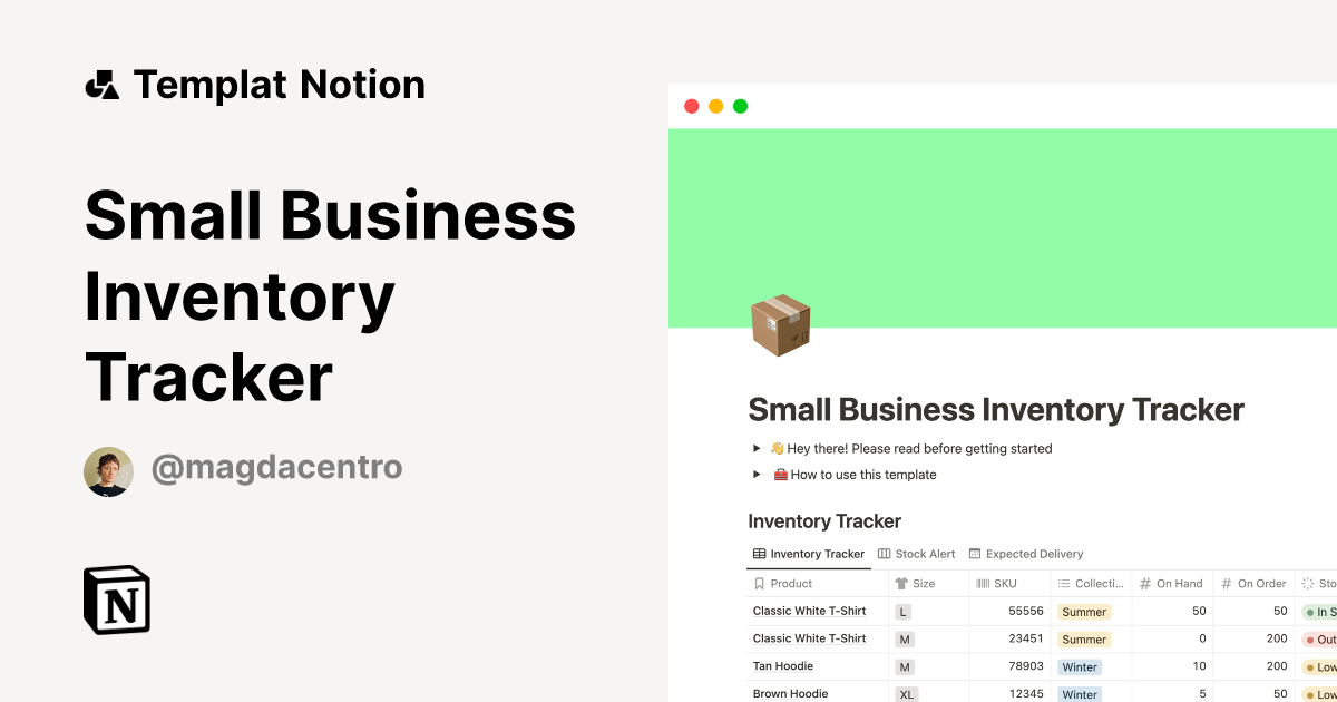Templat Small Business Inventory Tracker | Notion Marketplace