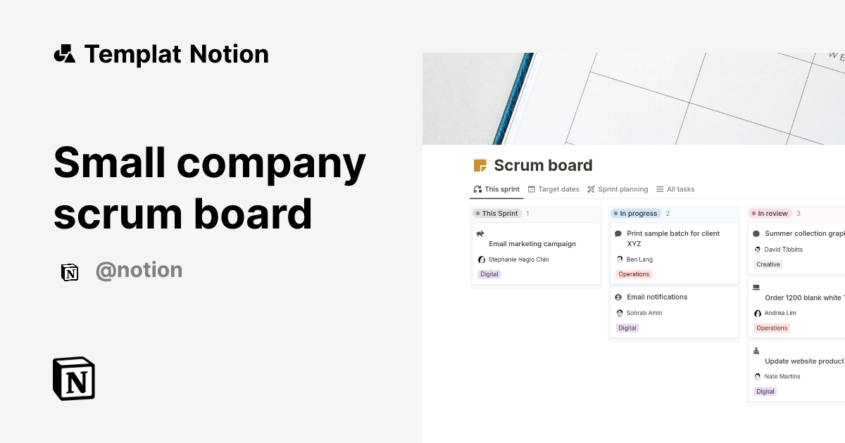 Templat Small company scrum board 2026 | Notion Marketplace