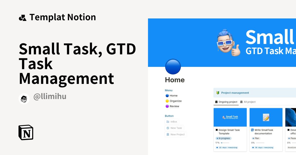 Templat Small Task, GTD Task Management | Notion Marketplace