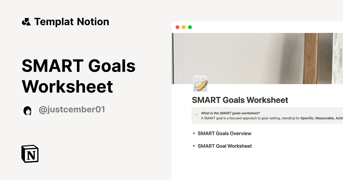 SMART Goals Worksheet Templat oleh Just Cember | Notion Marketplace