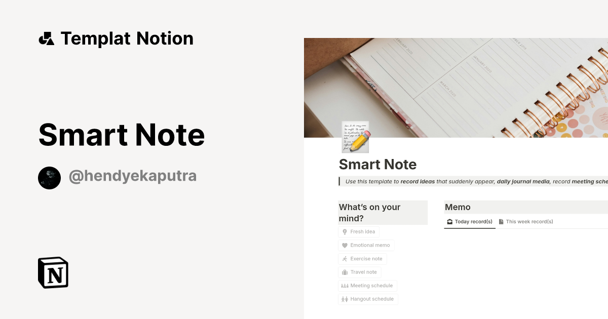 Smart Note Templat oleh Hendy Eka Putra | Notion Marketplace