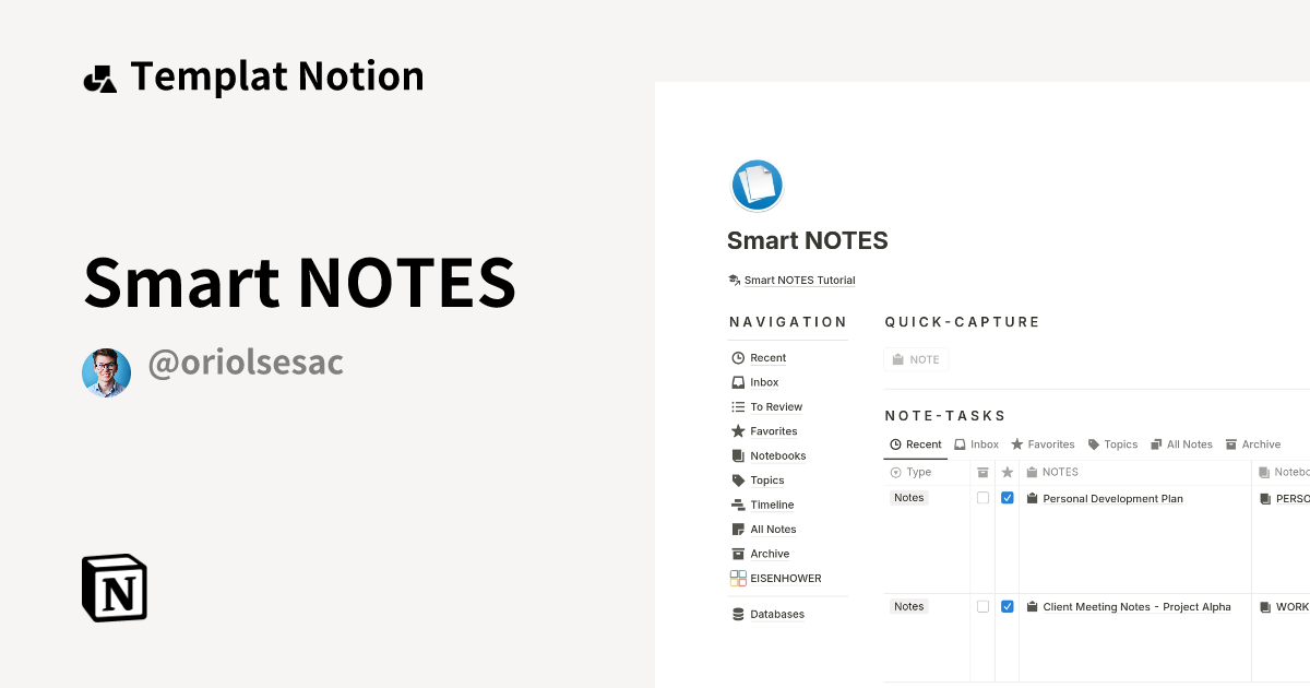 Templat Smart NOTES | Notion Marketplace