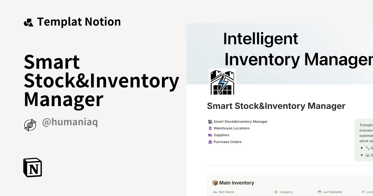 Templat Smart Stock&Inventory Manager | Notion Marketplace