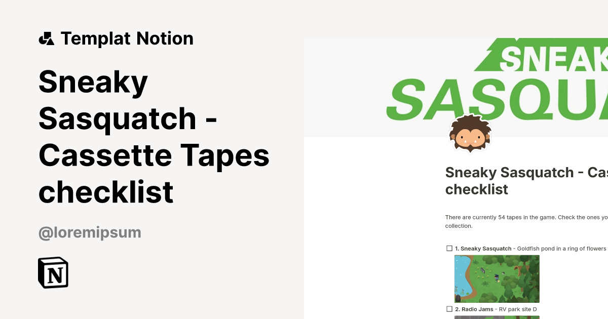 Sneaky Sasquatch - Cassette Tapes checklist Templat oleh LoremIpsum ...