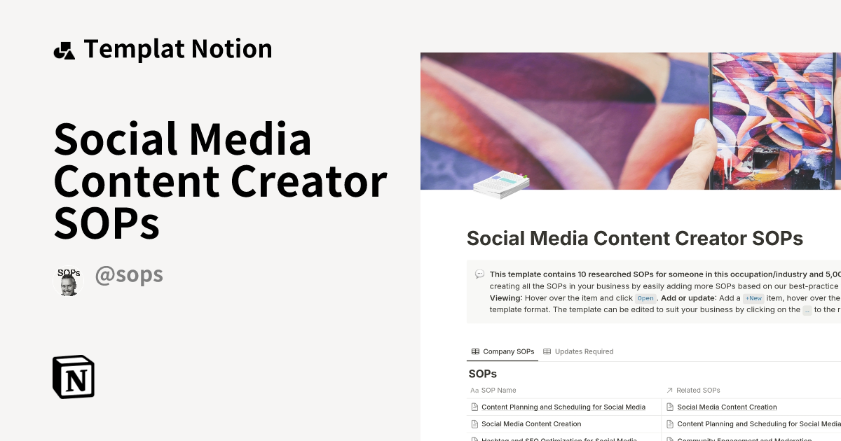 Social Media Content Creator SOPs Templat oleh SOPs | Notion Marketplace