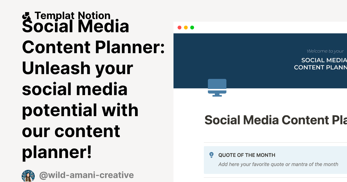 Templat Social Media Content Planner: Unleash your social media ...