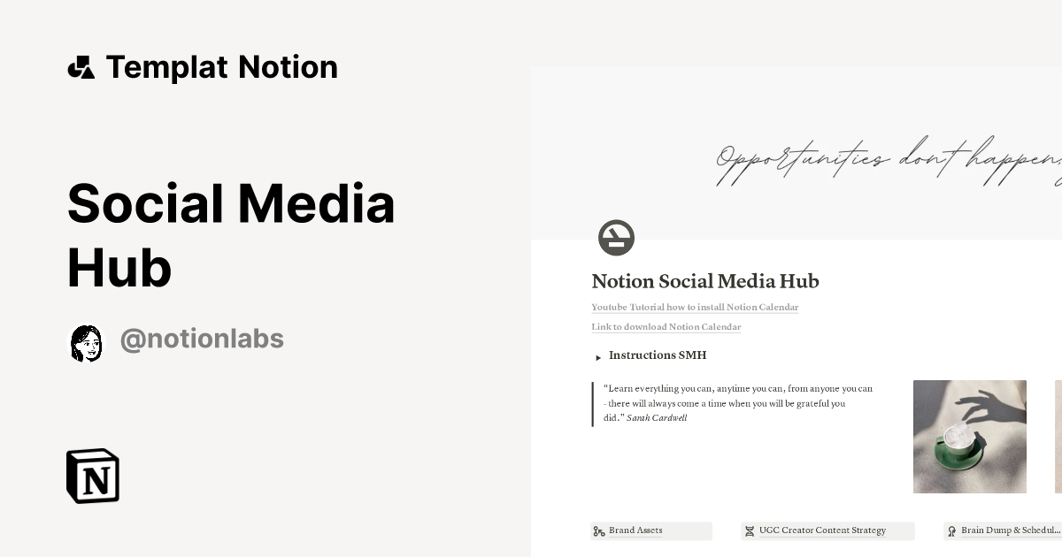 Templat Social Media Hub | Notion Marketplace