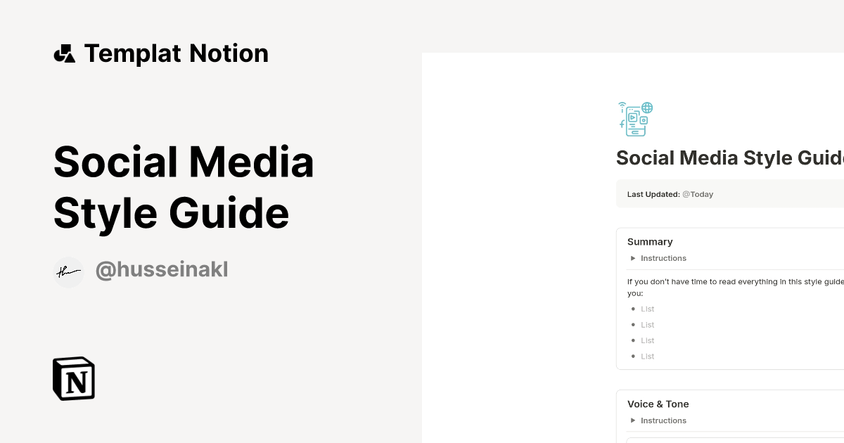 Templat Social Media Style Guide | Notion Marketplace