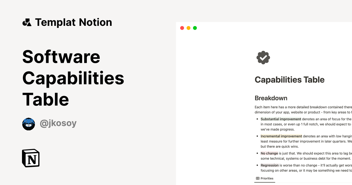 Templat Software Capabilities Table | Notion Marketplace