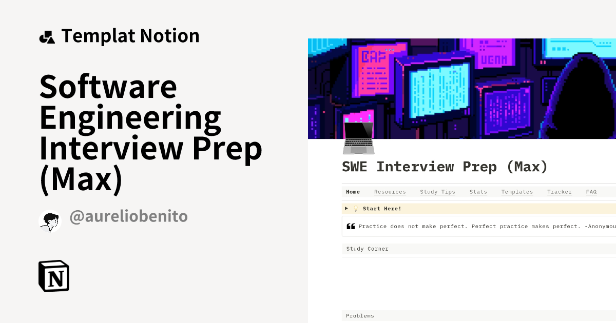 Templat Software Engineering Interview Prep (Max) | Notion Marketplace