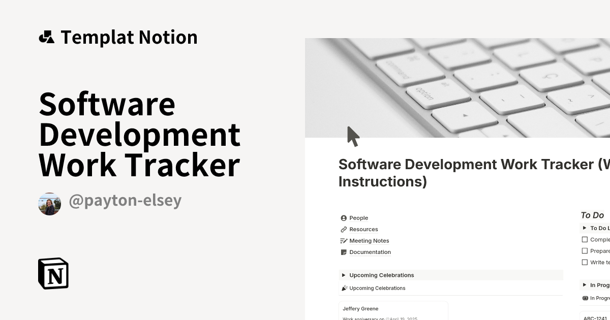 Templat Software Development Work Tracker | Notion Marketplace