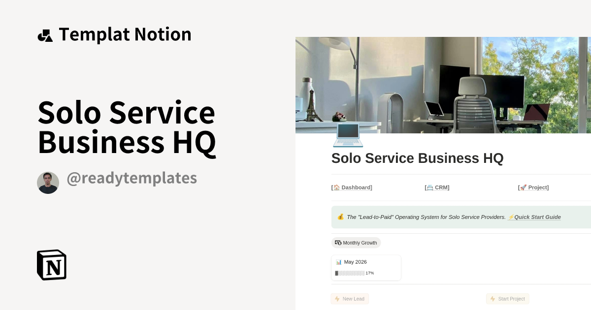 Solo Service Business HQ Templat oleh Ready Templates | Notion Marketplace