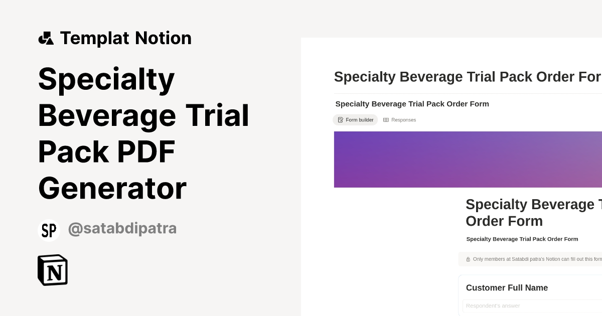 Specialty Beverage Trial Pack PDF Generator Templat oleh Satabdi Patra ...