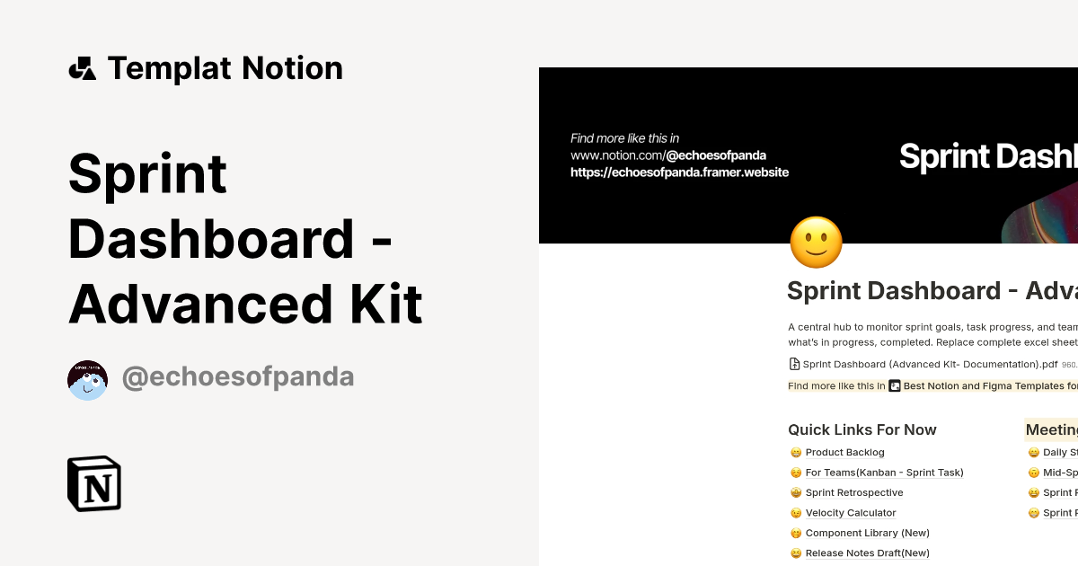 Templat Sprint Dashboard - Advanced Kit | Notion Marketplace