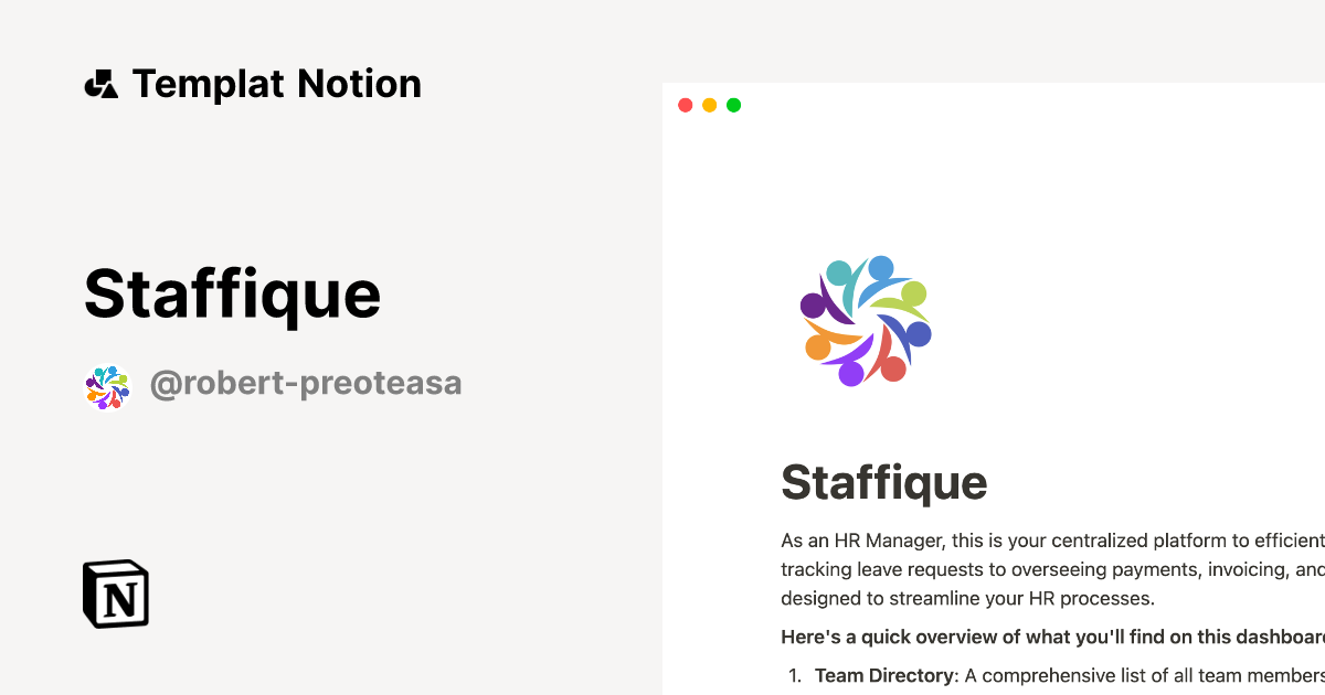Templat Staffique | Notion Marketplace