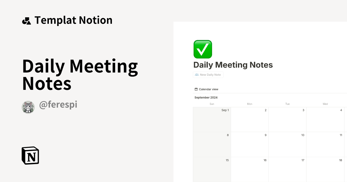 Daily Meeting Notes Templat oleh Fer | Notion Marketplace
